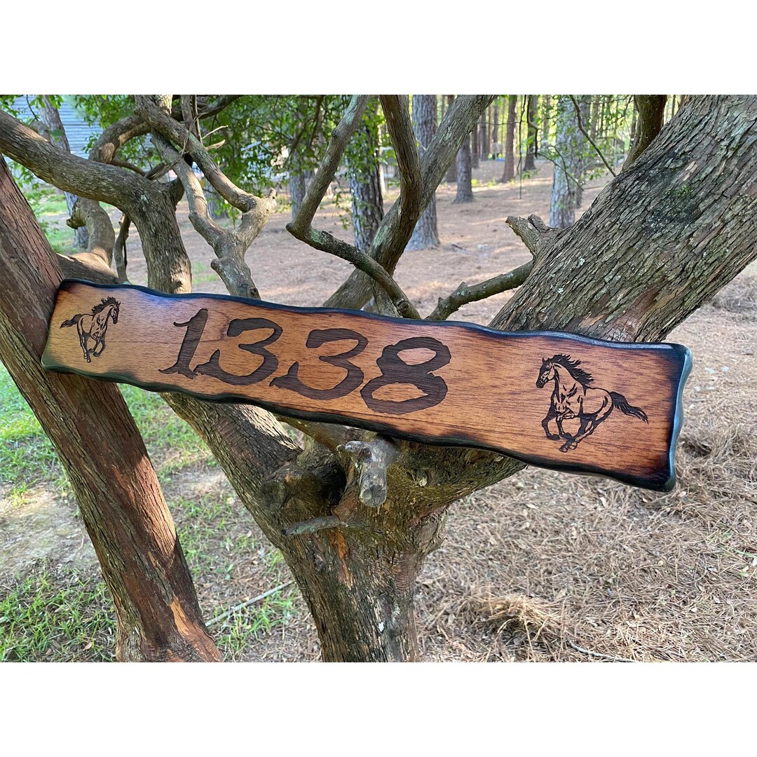 Rustic Ranch House Address Sign, Personalized Wood Western Horse ...