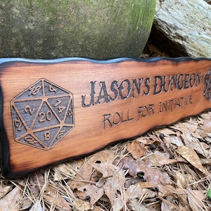 Personalized Rustic Dnd Wood Sign - Dungeons and Dragons - Roll for ...