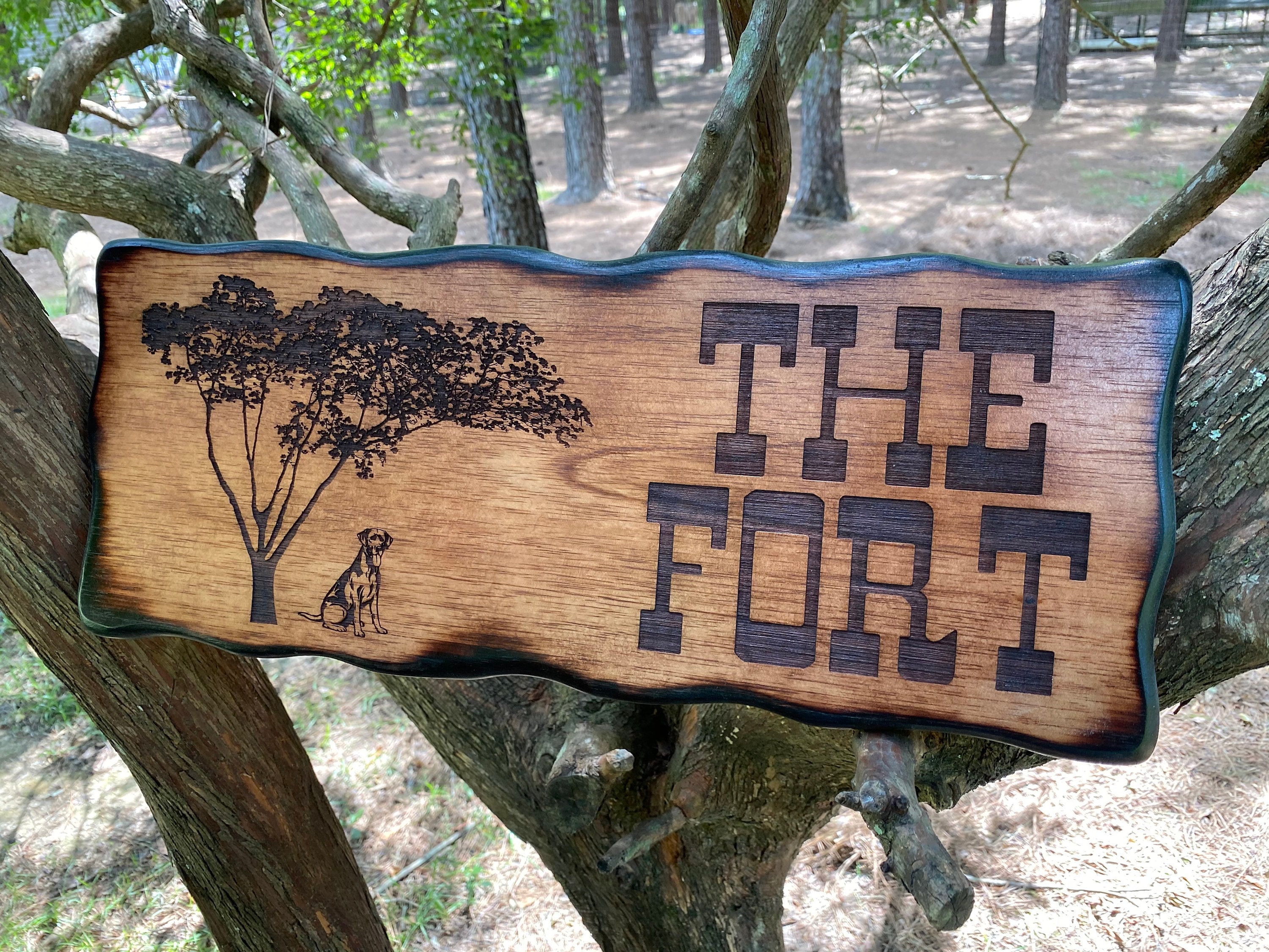 Personalized Western Tree Dog Decor, Outdoor Wood Sign, Lake House Wall ...