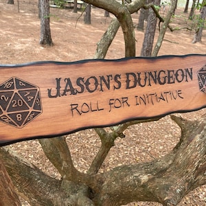 Personalized Rustic Dnd Wood Sign - Dungeons and Dragons - Roll for ...