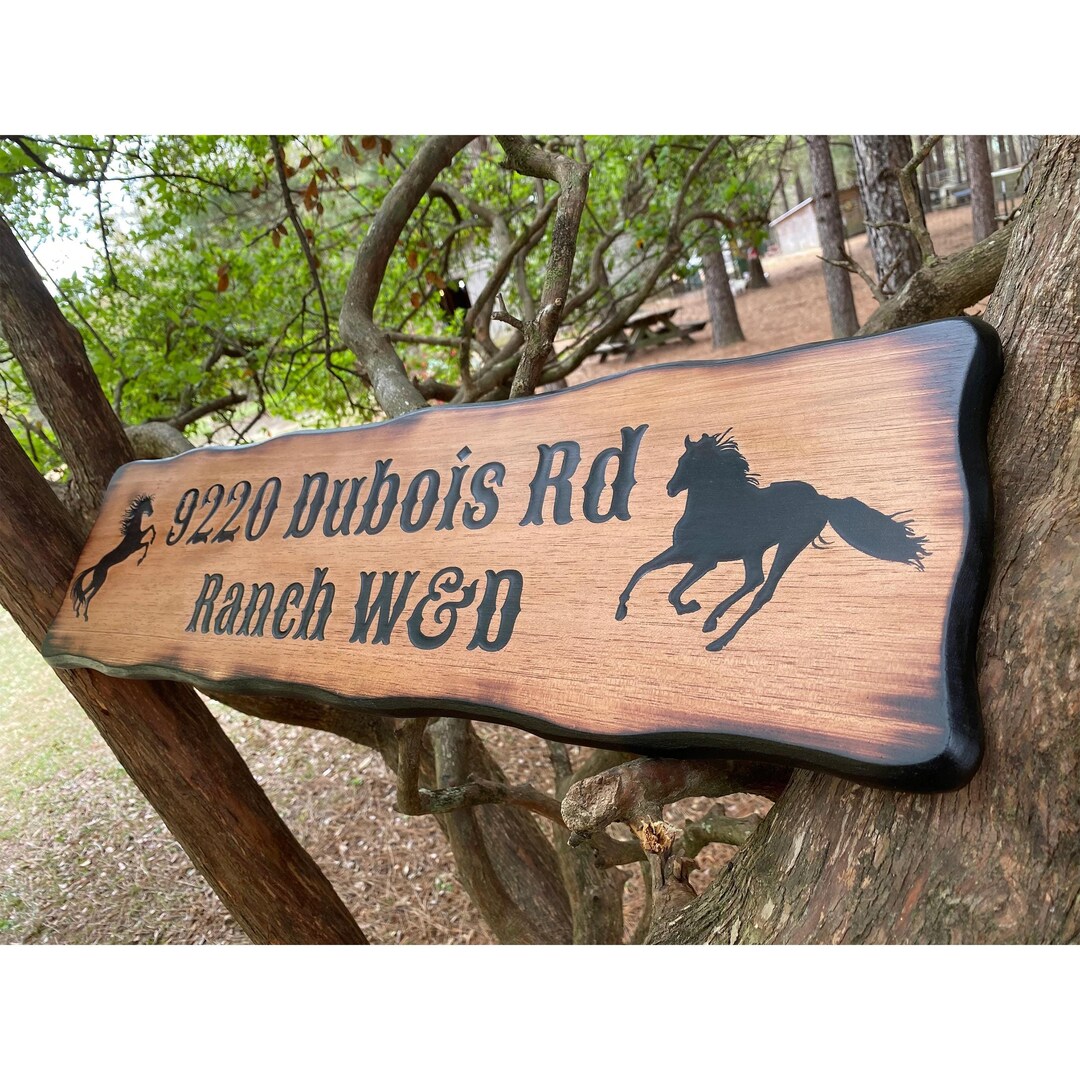 Personalized Horse Ranch Outdoor Sign - Custom Western Wood Cowboy ...