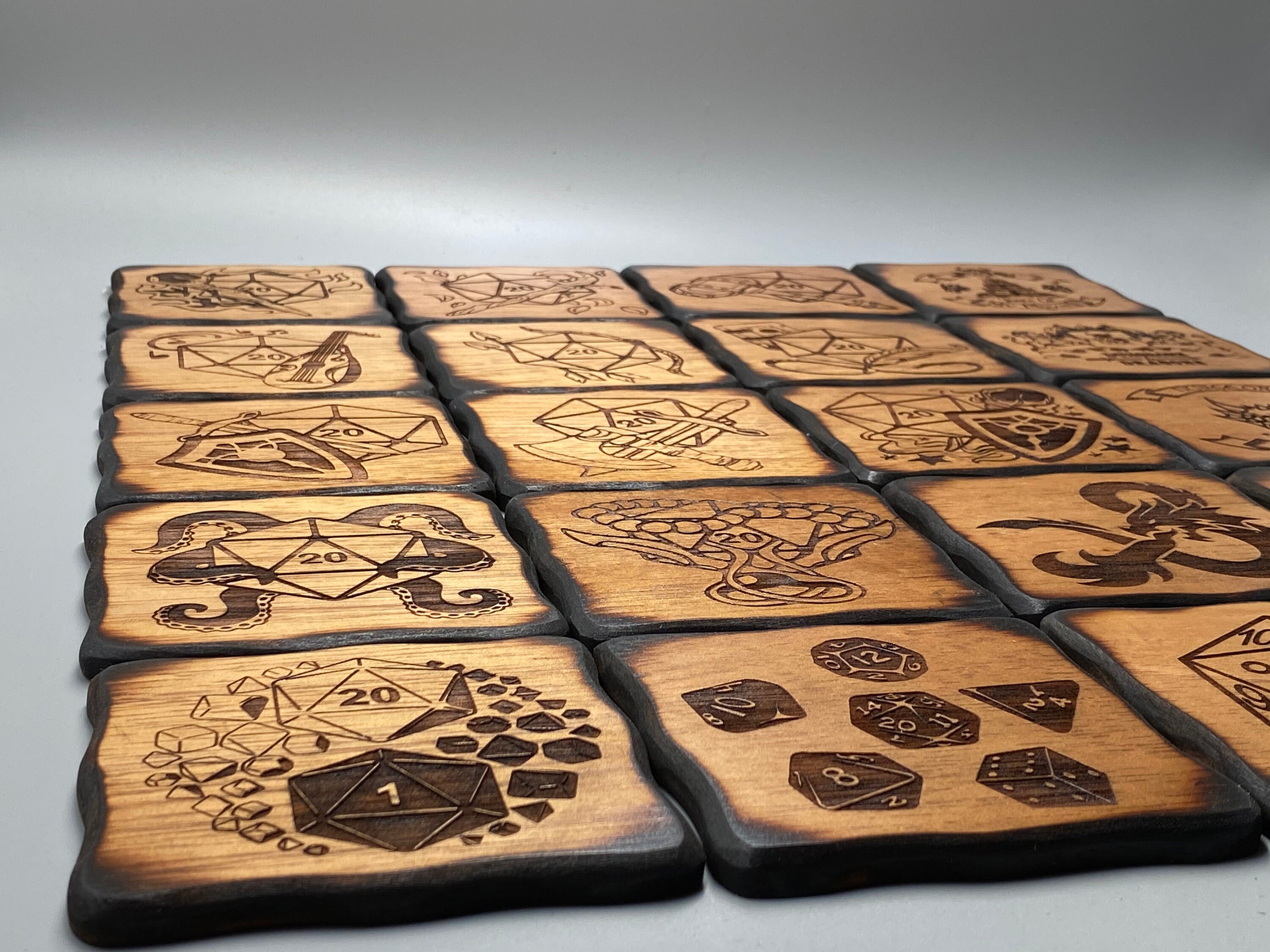 Personalized Wood Dnd Coasters Dungeons and Dragons D20 | Etsy