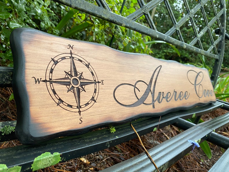 Personalized Nautical Compass Wood Signrustic Lake House Wall - Etsy