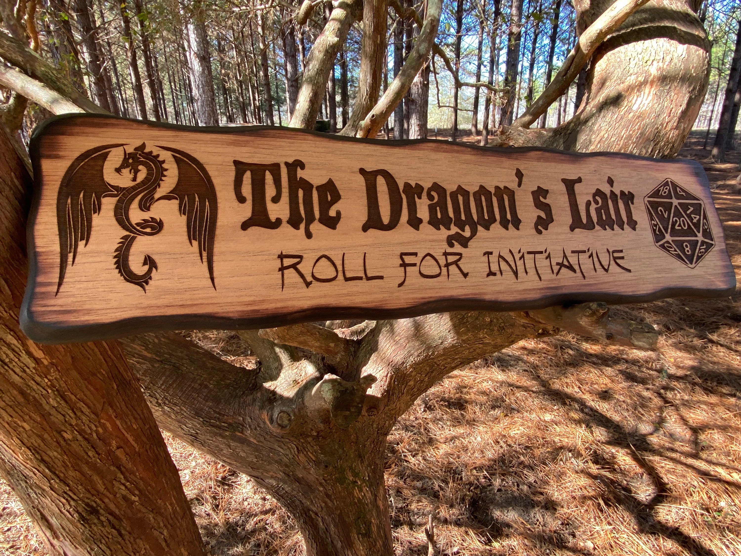 Dungeons and Dragons Wall Sign D20 and Dragon Personalized - Etsy