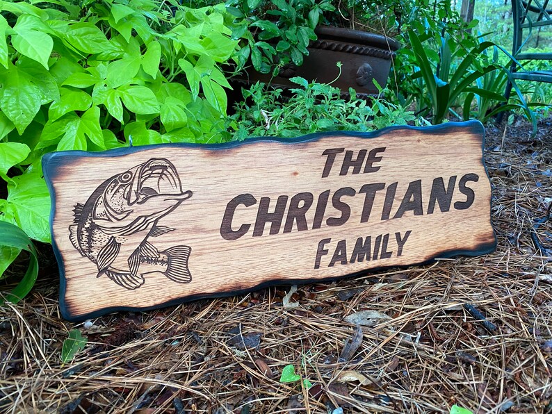 Carved Lake House Fish Sign Decor, Father's Day, Personalized Driveway ...