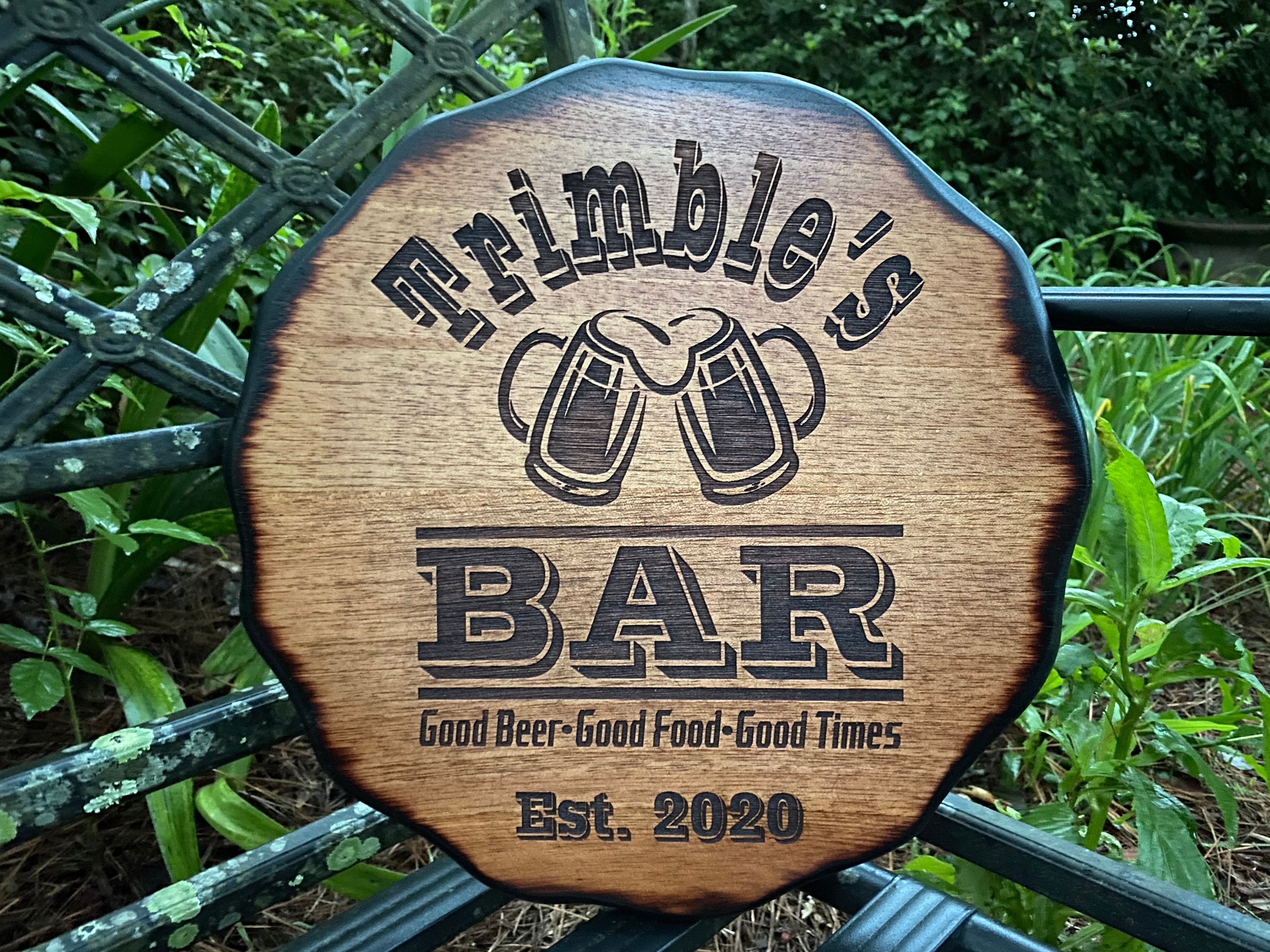 Personalized Bar Grill Round Sign Custom Circle Man Cave | Etsy