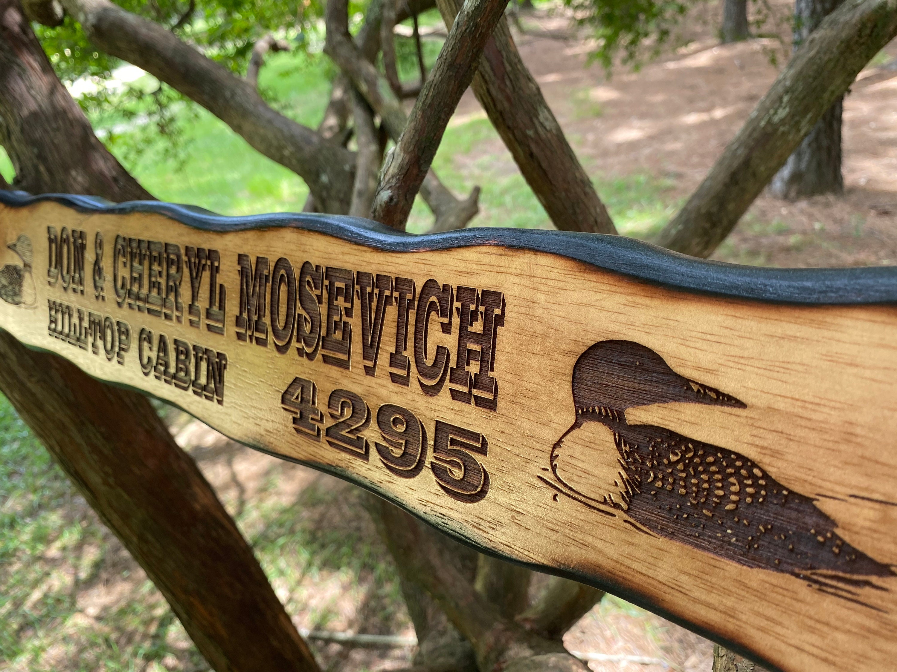 Custom Loon Wood Sign Decor, Personalized Rustic Address Sign, Duck ...