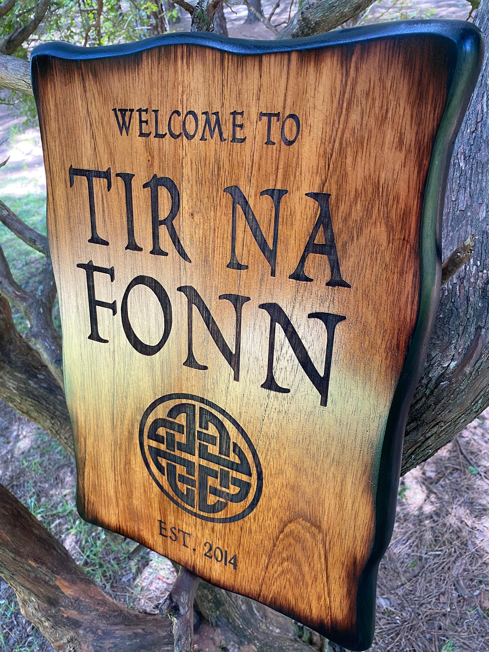 Personalized Rustic Engraved Wood Sign, Logo Wall Art, Celtic Knot, D&D ...