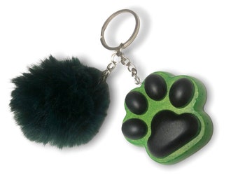 Fluffy Paw Keychain - Etsy