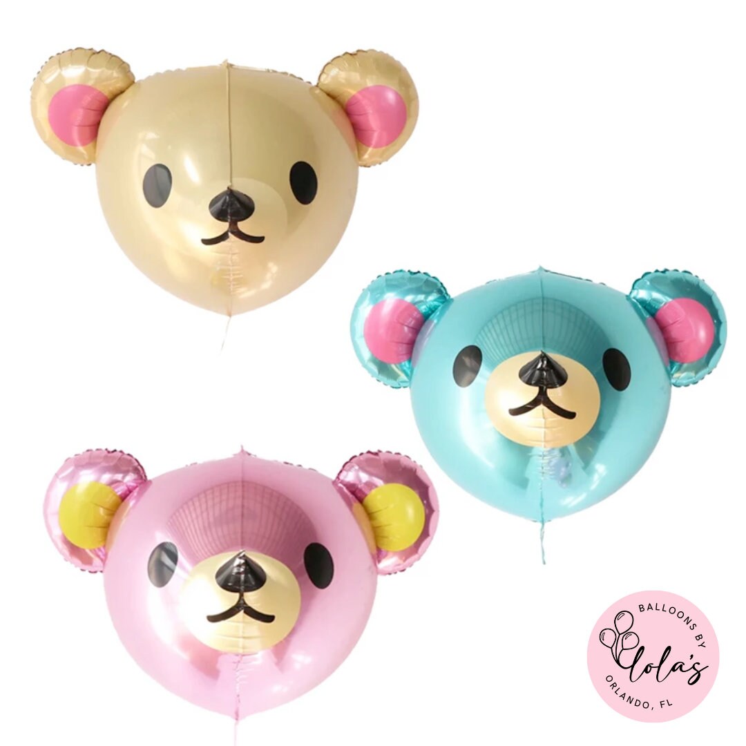 Huge Bear Head 22 Foil Balloon Pink Sky Blue Tan - Etsy