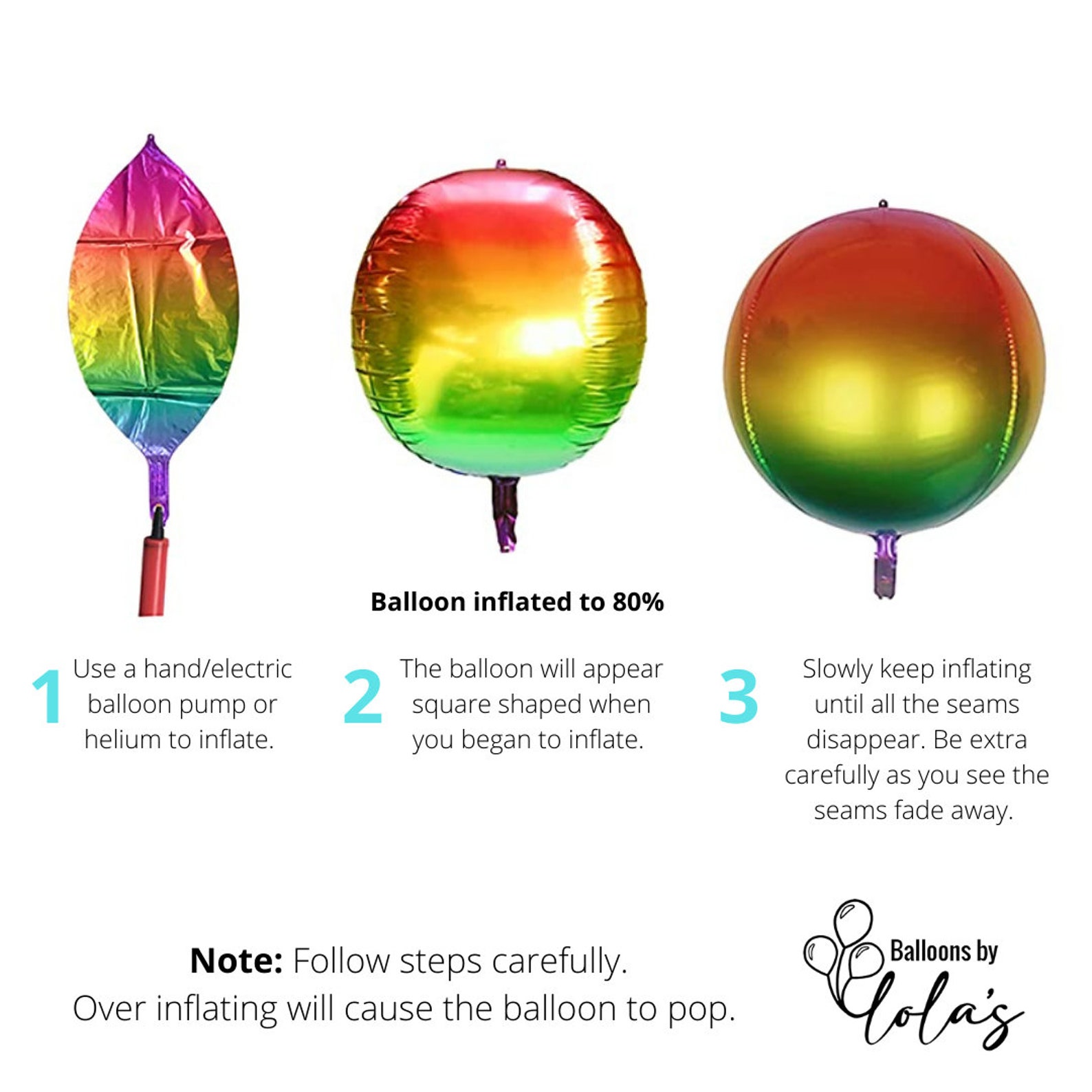 Rainbow Ombre Sphere Foil Balloon 15 in wide Air of Helium | Etsy