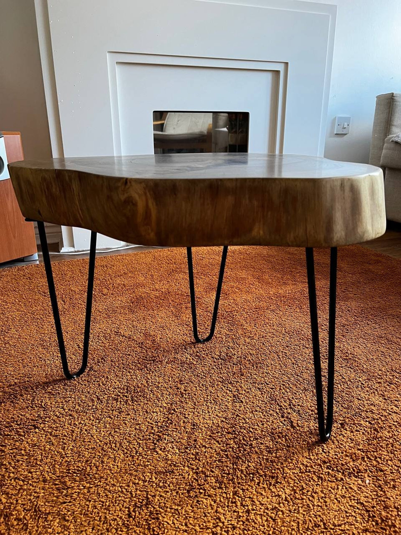 Italian Walnut Live Edge Endgrain Cookie Coffee Table End Table Resin ...