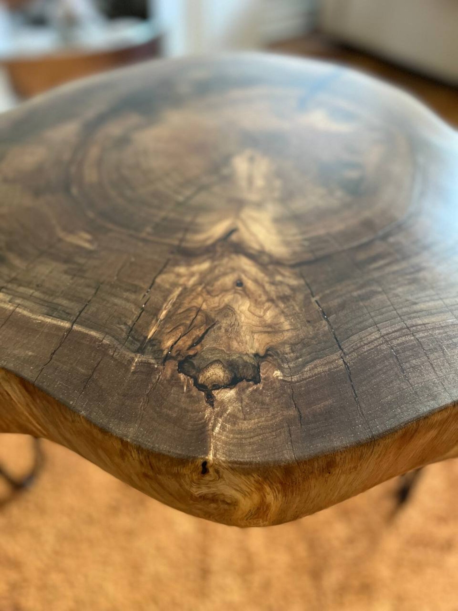 Italian Walnut Live Edge Endgrain Cookie Coffee Table End Table Resin ...