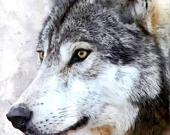 Grey Wolf Watercolor Art Print Poster Wall Art Printable - Etsy