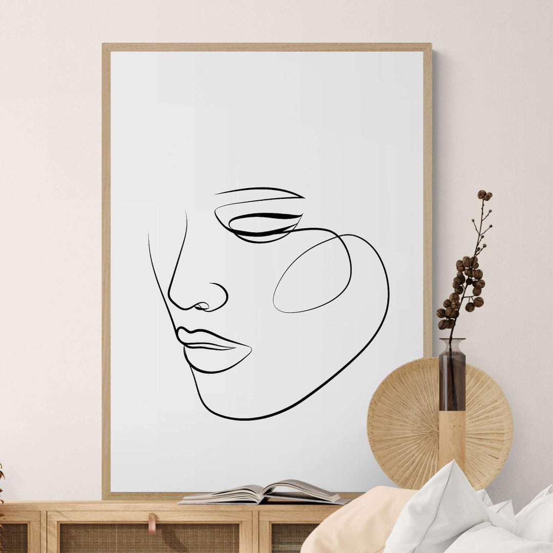 TIFAINE, Minimalist Black and White Poster of a Woman's Portrait, Line ...