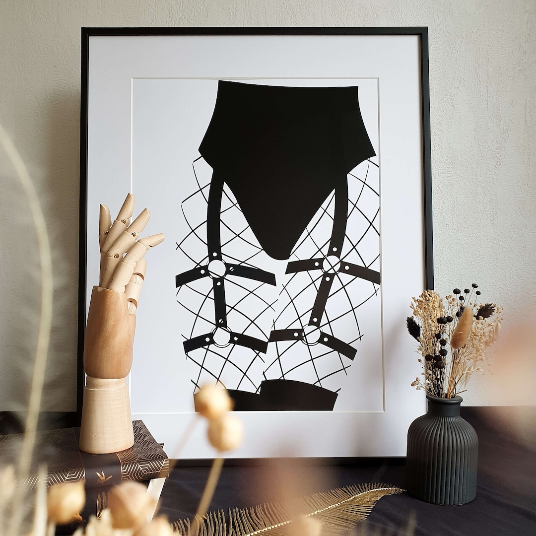 Olivia Minimalist Black And White Poster Erotic Illustration Woman