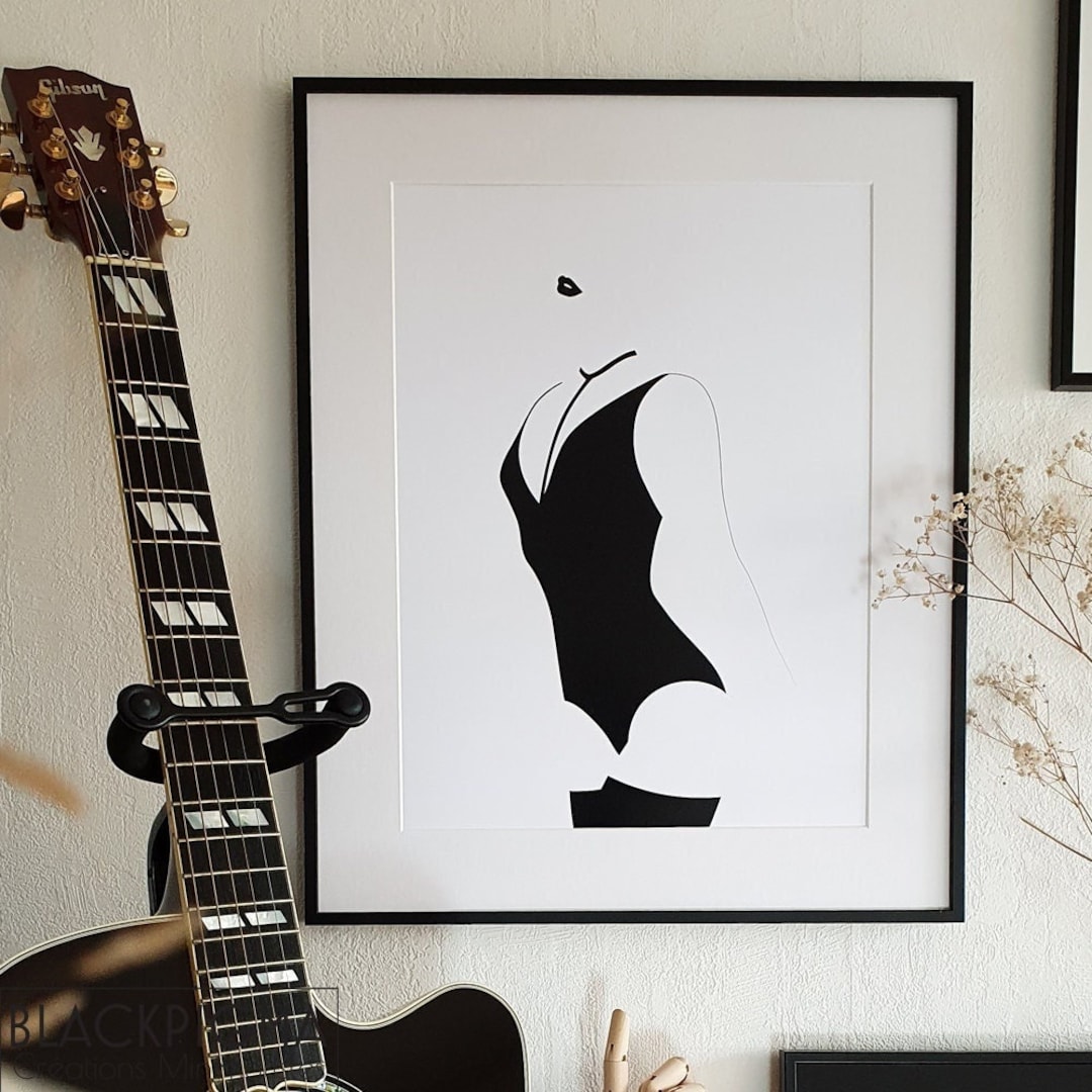 Rose Minimalist Black And White Erotic Poster Illustration Of Woman