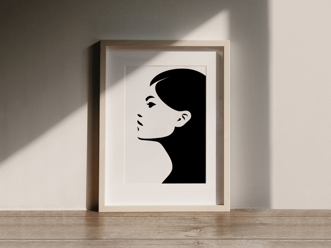 LIV, Minimalist Poster in Black and White, Abstract Portrait of a Woman ...
