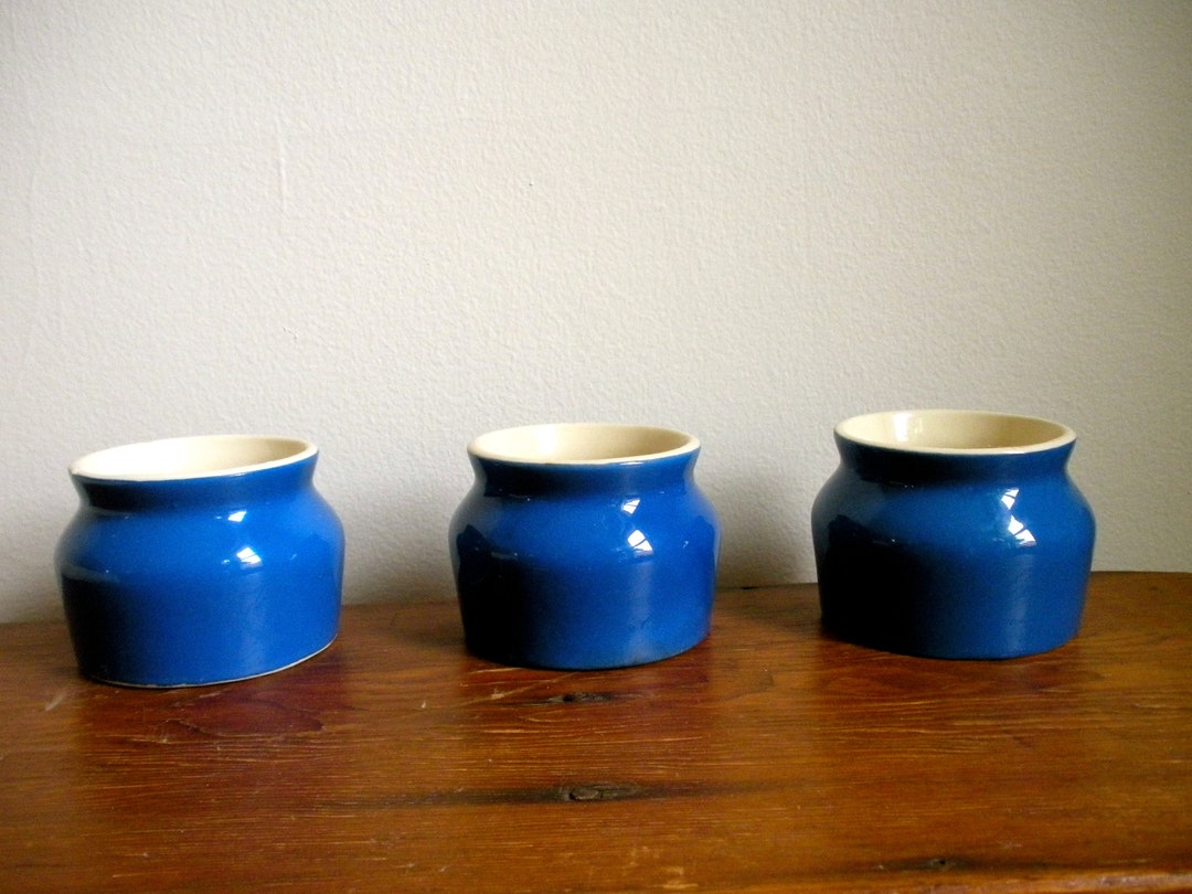 Crockery Blue Stoneware Vintage Jars Made in USA Set of 3 Pots - Etsy