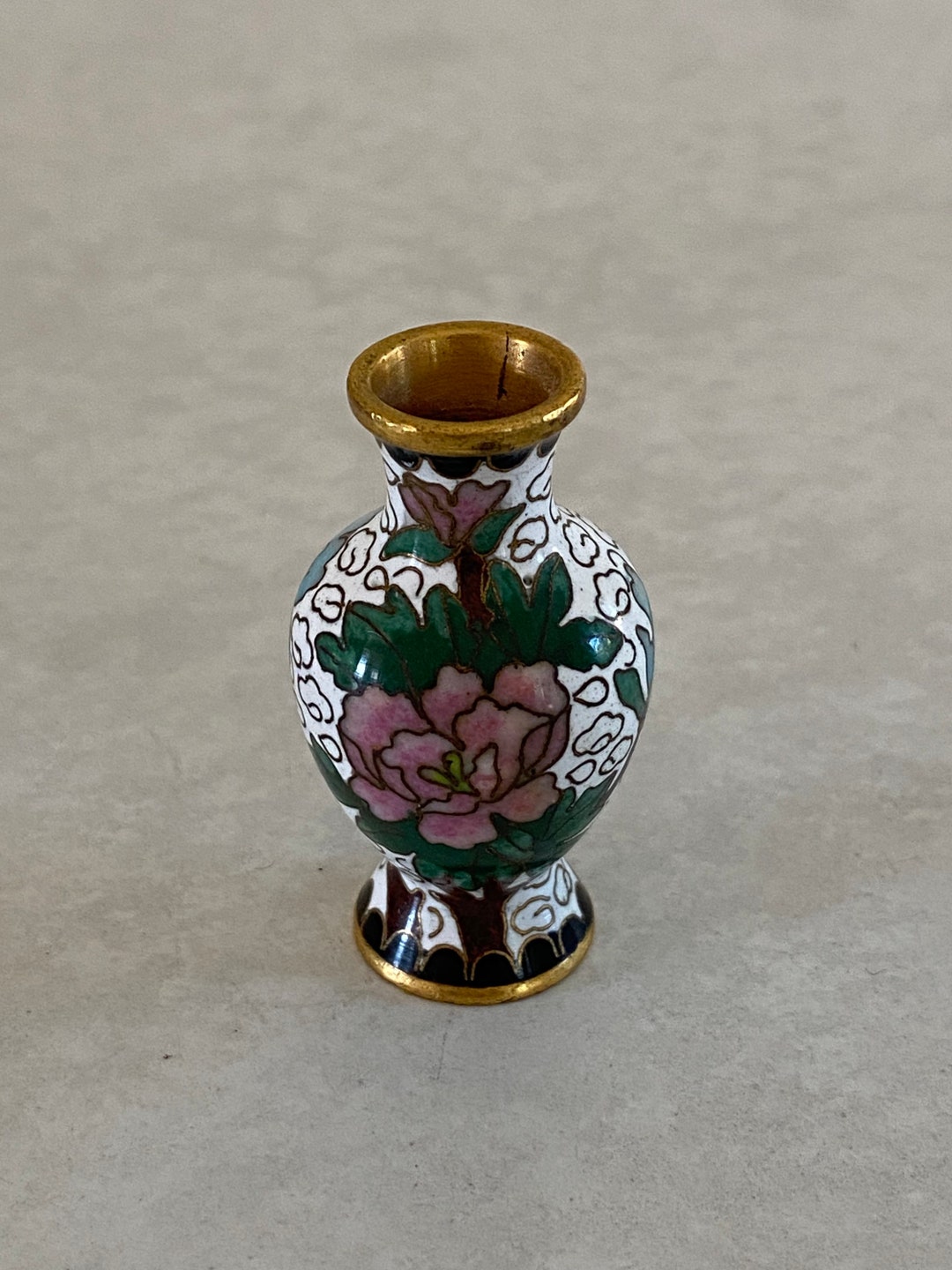 Cloisonné Miniature Vase Flowers Clouds Collectible Miniature Cloisonne ...
