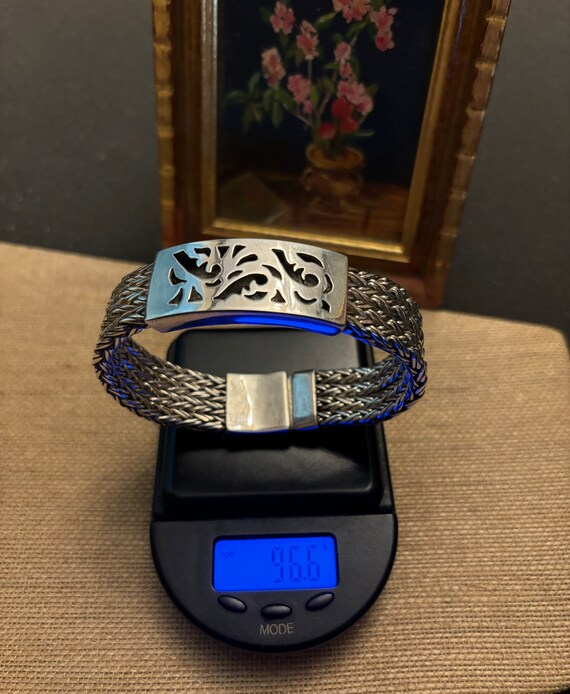 96 Grams Heavy Silver Scroll Design Chain Link Bracel… - Gem