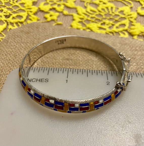 Siam Sterling Enamel Bangle Bracelet, Siam Silver Cha… - Gem