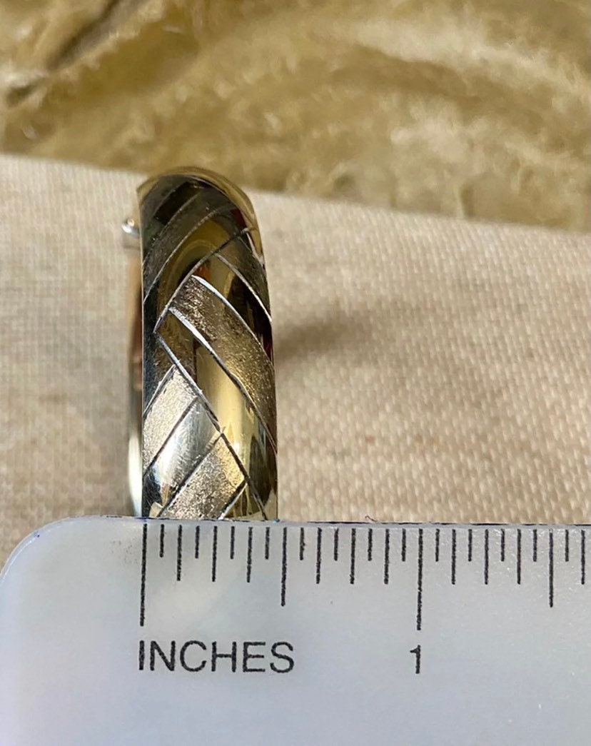 Sterling Silver & Gold Overlay Wide Width Bracelet Statement - Etsy