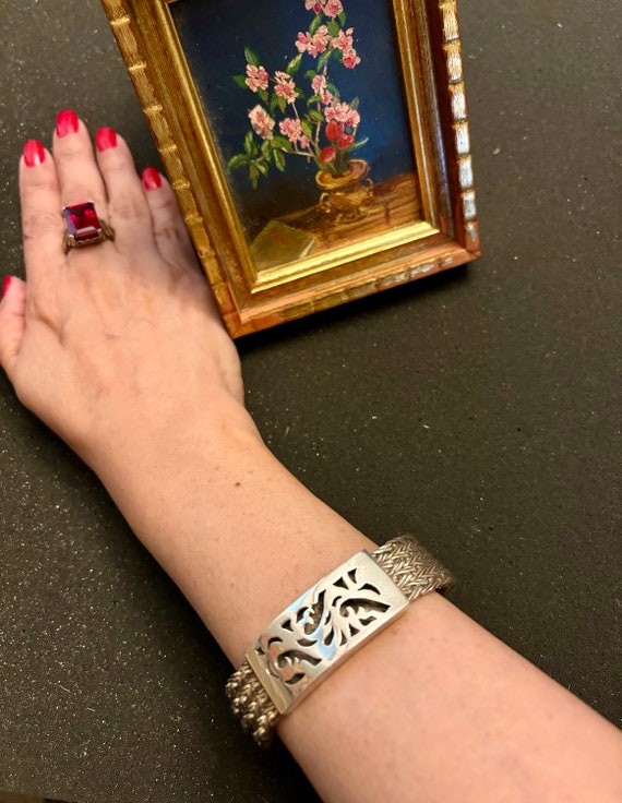 96 Grams Heavy Silver Scroll Design Chain Link Bracel… - Gem