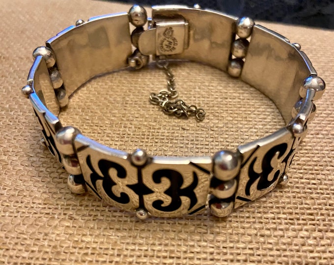 Taxco Silver Link Bracelet, Vintage Mexican 925 Silver Link Bracelet ...