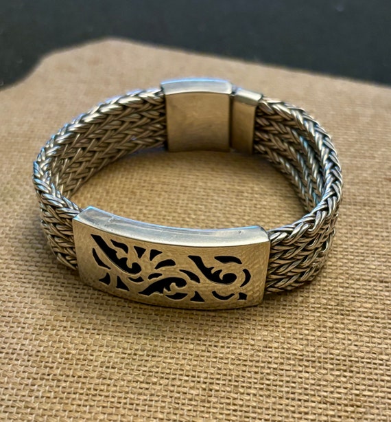 96 Grams Heavy Silver Scroll Design Chain Link Bracel… - Gem