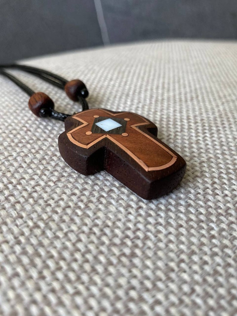 Handcrafted Wooden Cross With Copper & Mother-of-pearl Inlays Unique ...
