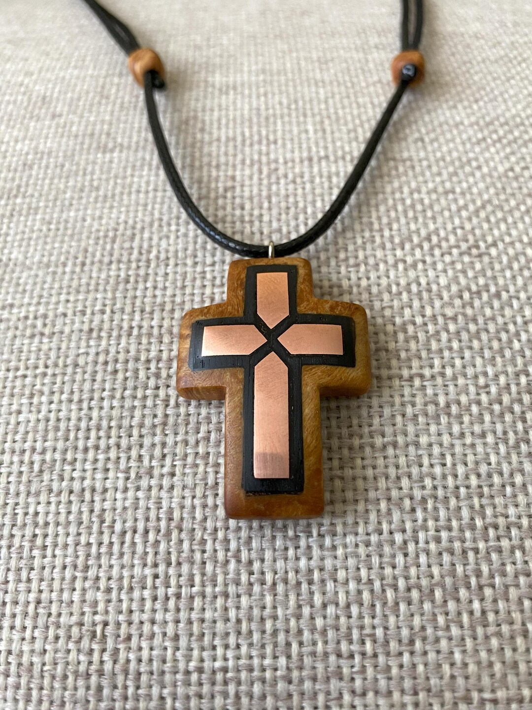Original Wooden Cross With Metal Inserts | Handmade | Necklace ...