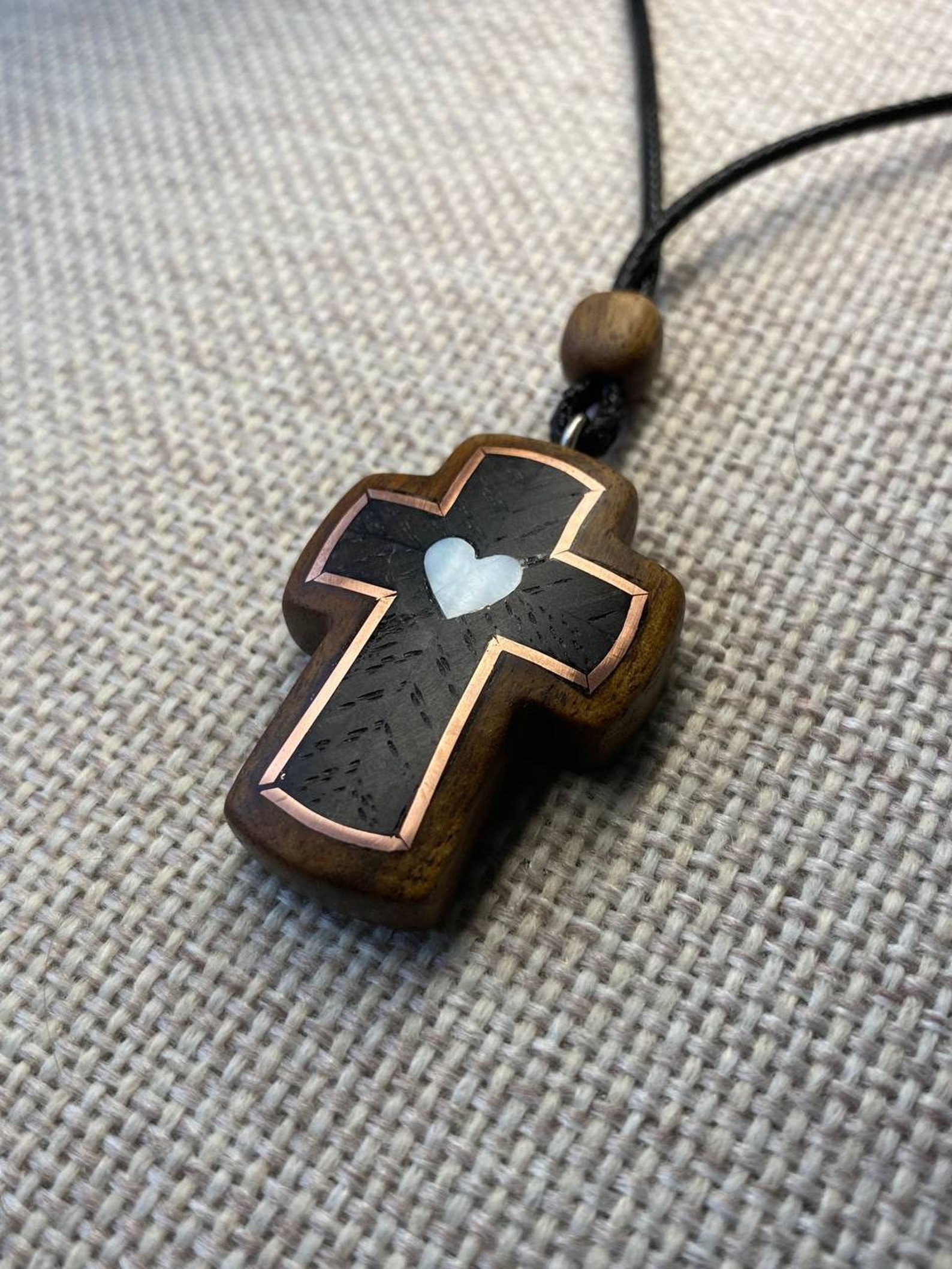 Original Wooden Cross With Metal Inserts | Handmade | Necklace ...