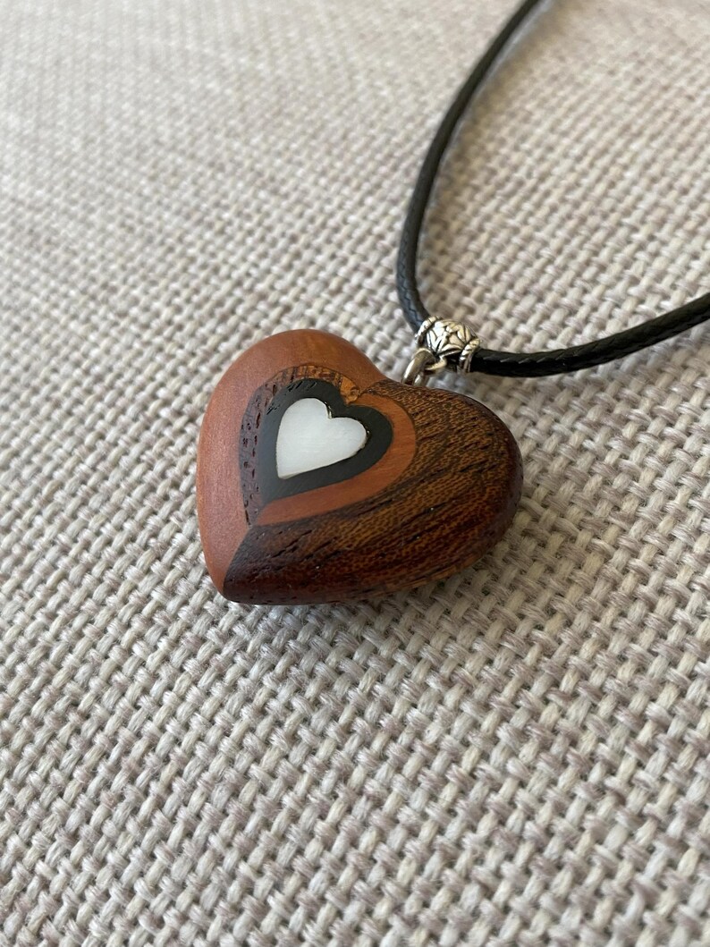 Handmade Wooden Pendant With Mother of Pearl Inlay – Unique Contrast ...