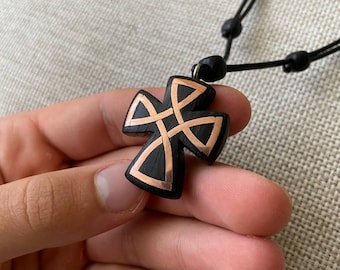 Original Wooden Cross With Metal Inserts Handmade Necklace, Decoration ...