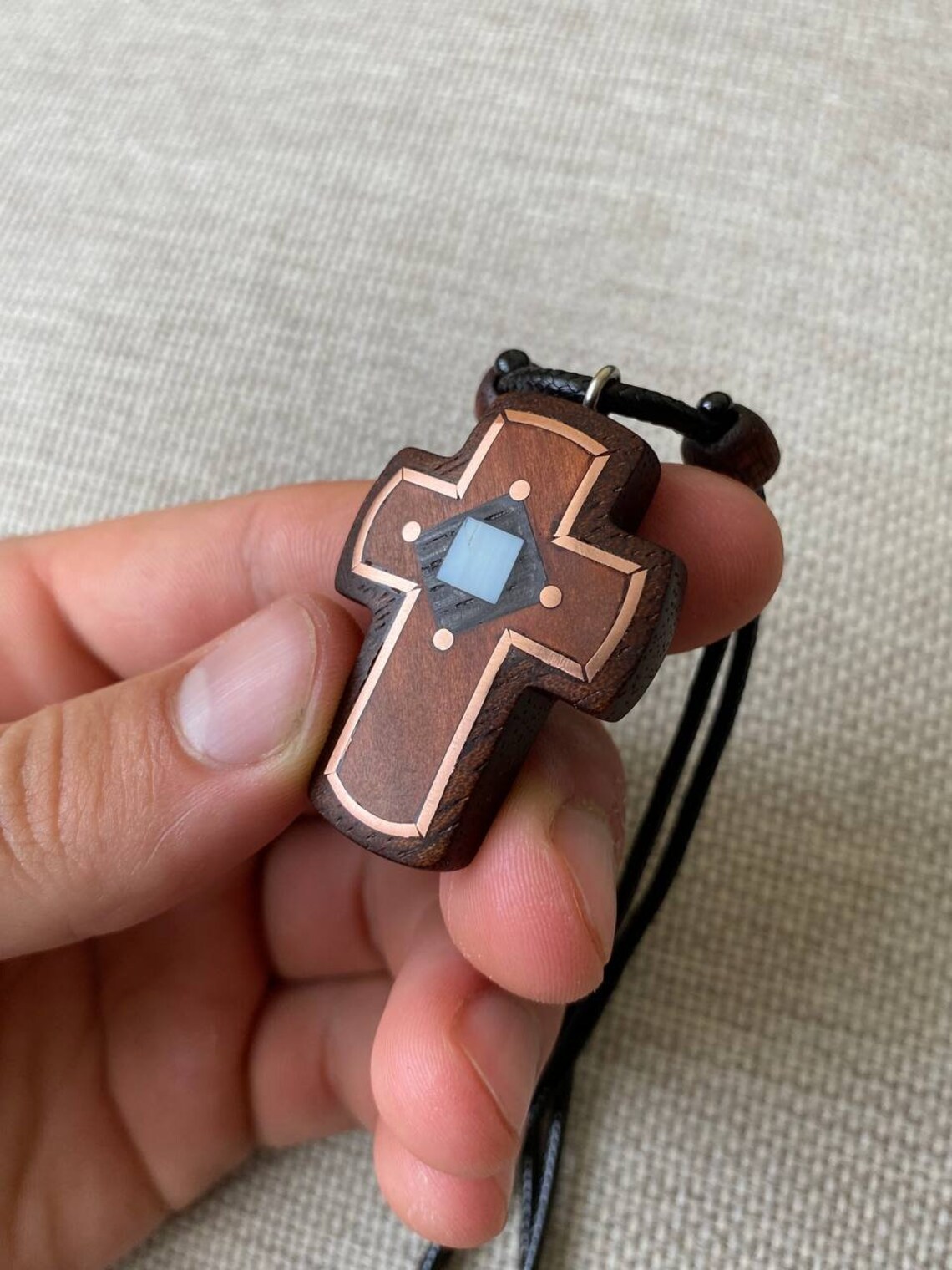 Handcrafted Wooden Cross With Copper & Mother-of-pearl Inlays Unique ...