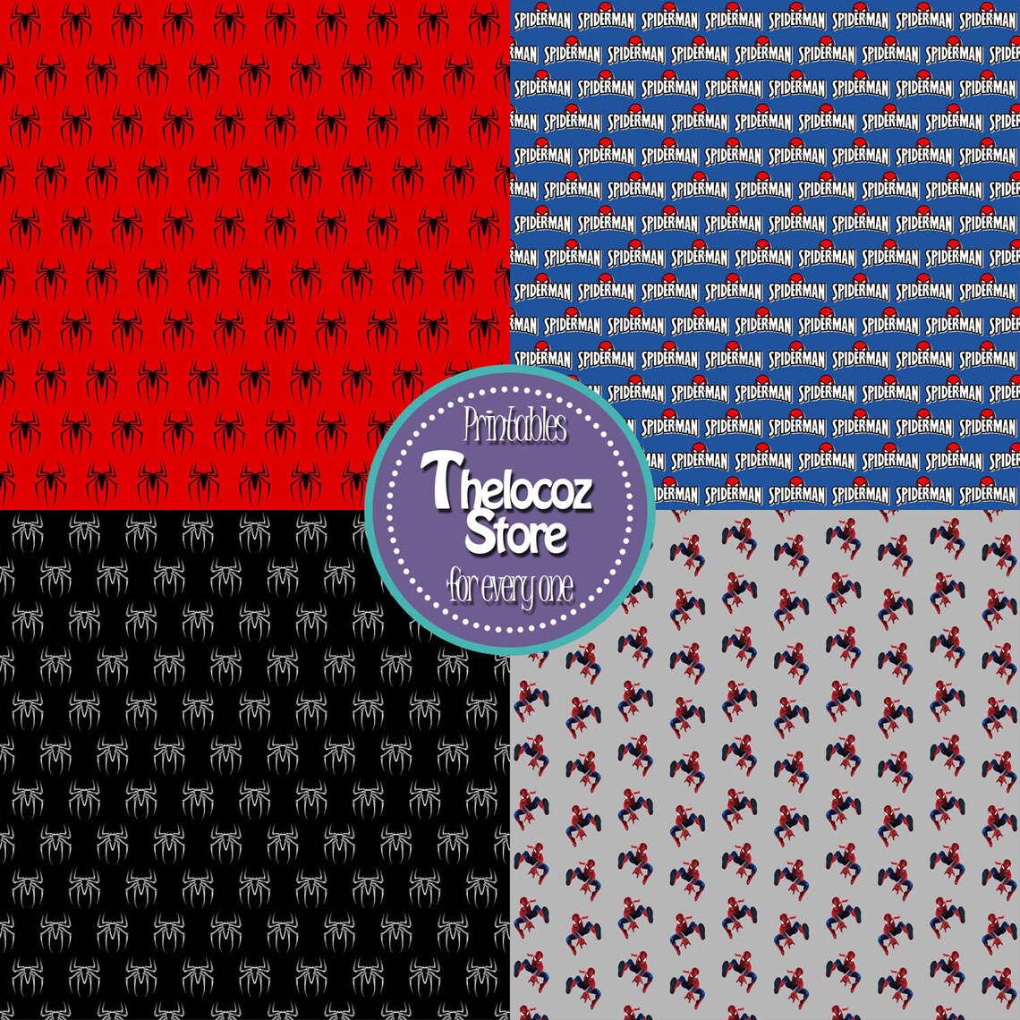 Spiderman Digital Papers Spiderman Scrapbook Spiderman - Etsy