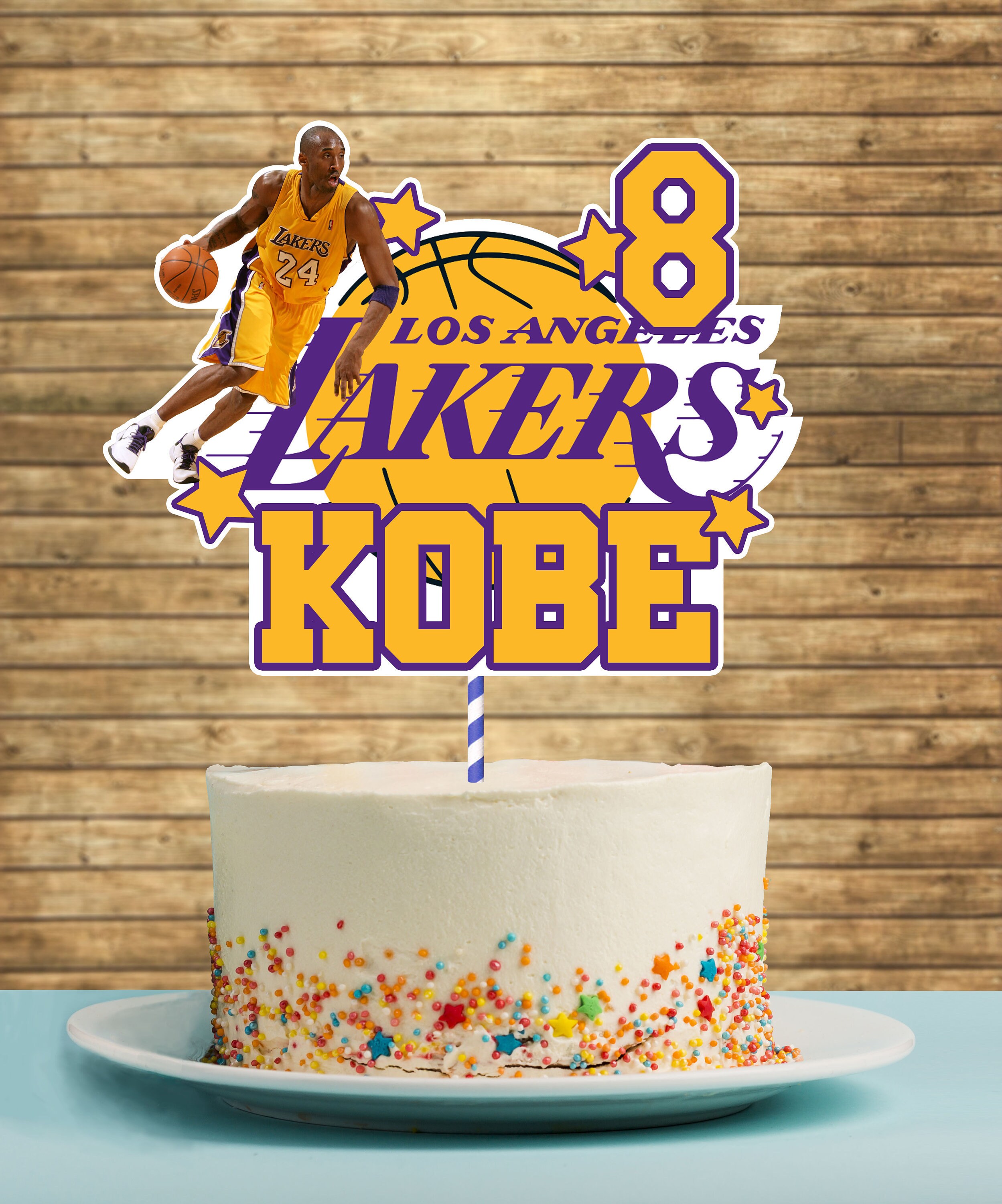 Los Angeles Lakers printable Cake Topper Kobe Bryant version | Etsy