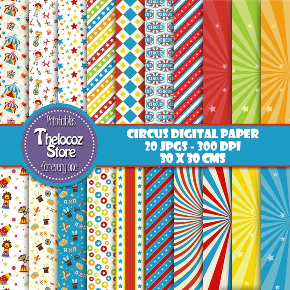 Circus Digital Papers Circus Scrapbook Circus Patterns 30 X - Etsy