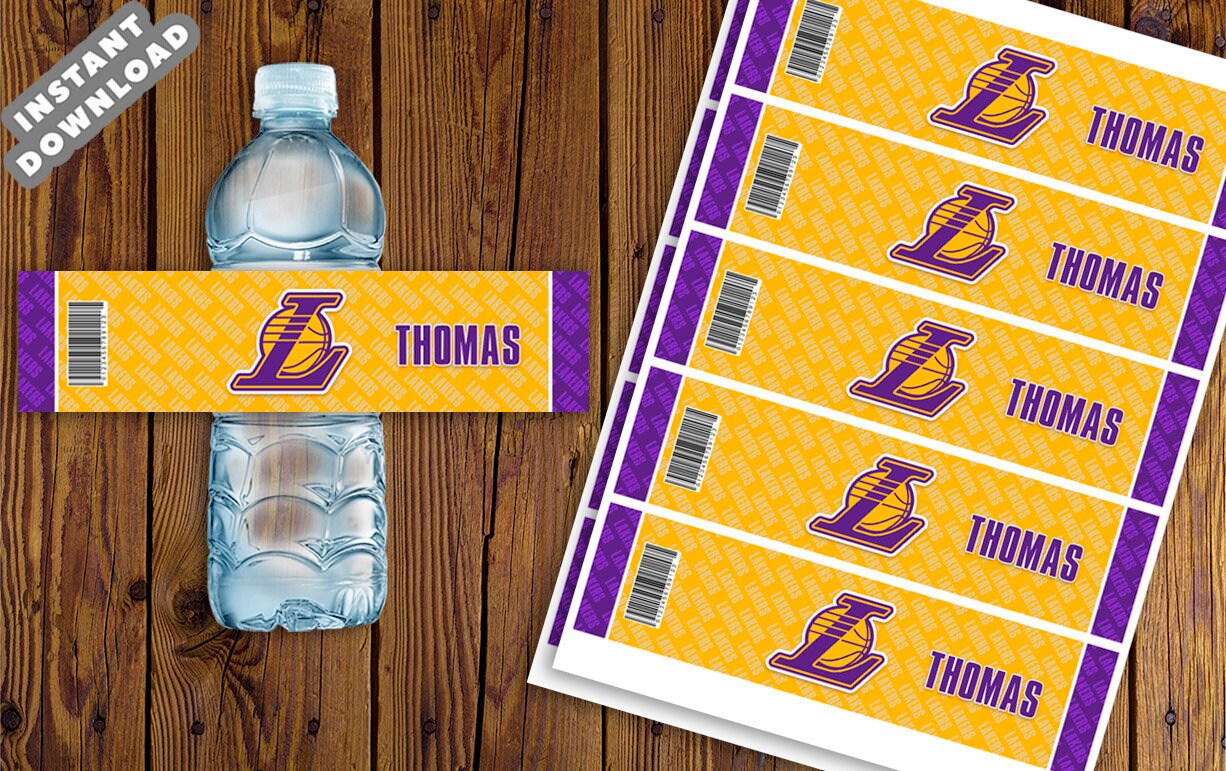 Los Angeles Lakers Water Bottle Labels Lakers Printable Water - Etsy España
