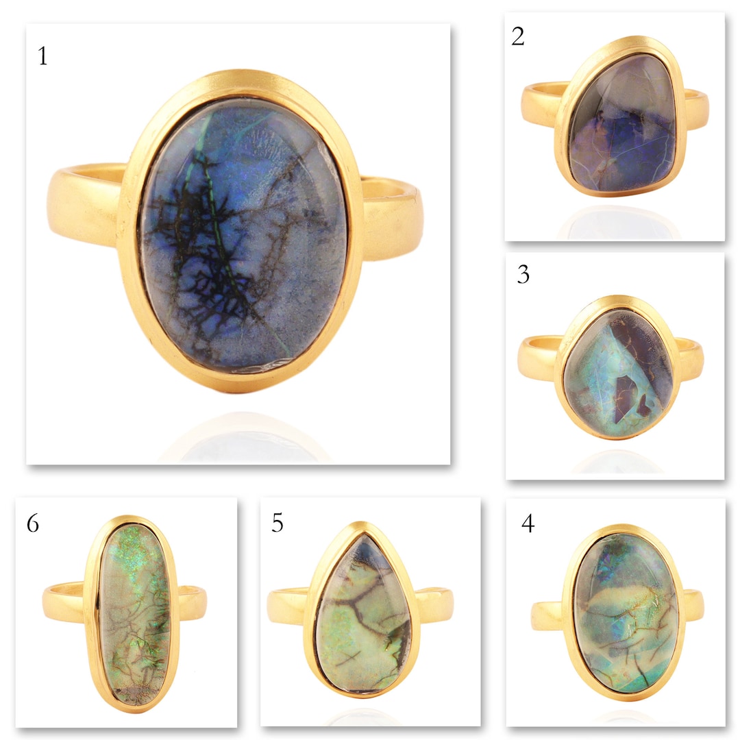 Monarch Opal Ring, Monarch Opal Gold Plated Adjustable Rings, Opal Ring ...