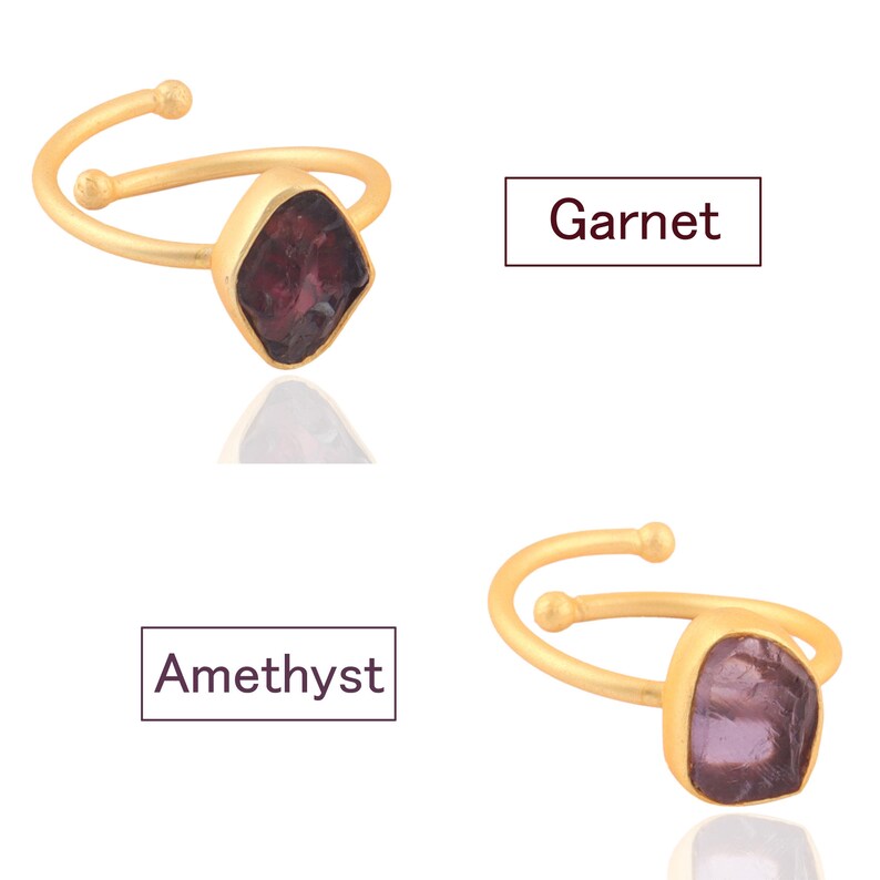 Raw Birthstone Ring Dull Gold Rings Real Gemstone Dull Gold - Etsy