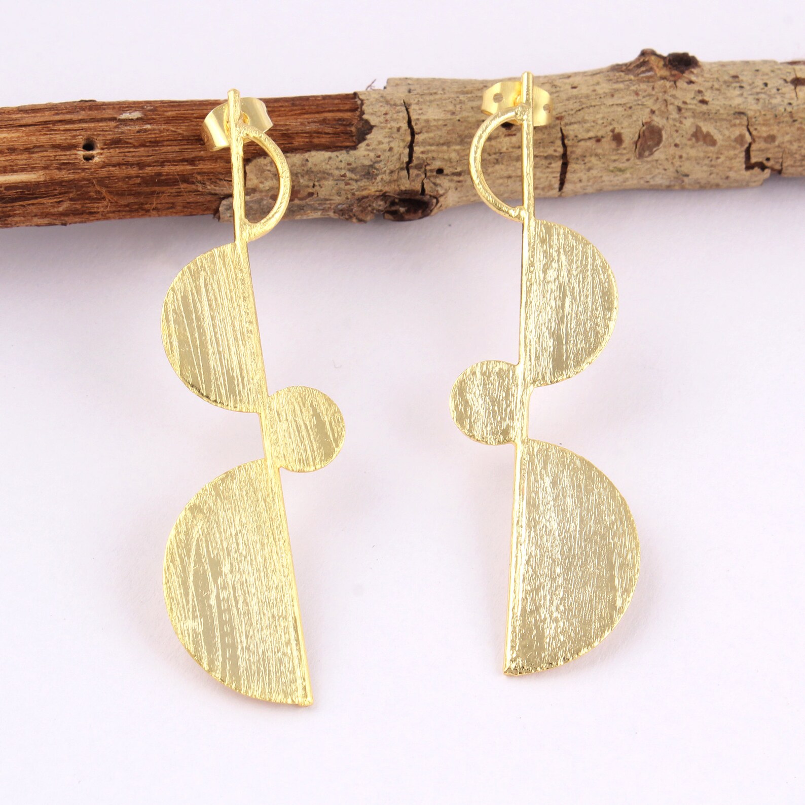 Matte Finish Jewelry Brushed Finish Statement Earrings Gold | Etsy