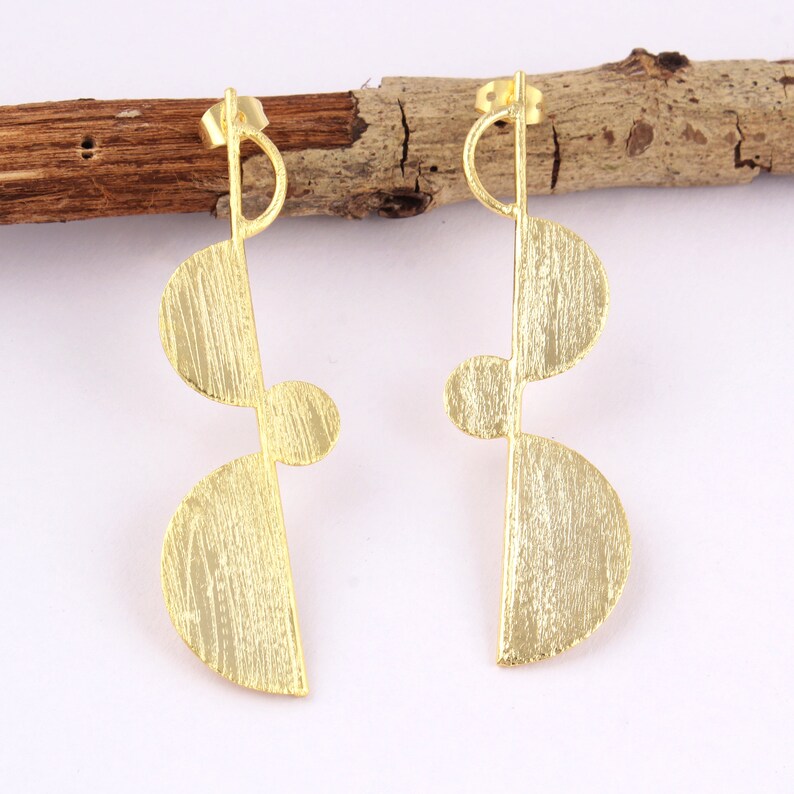 Matte Finish Jewelry Brushed Finish Statement Earrings Gold | Etsy