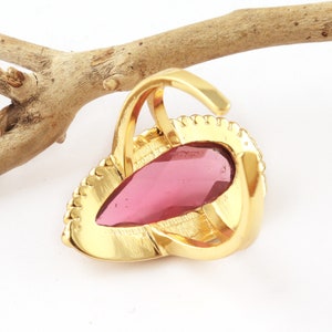 Gemstone Rings, Pear Shape Hydro Quartz Gold Plated Rings, Adjustable ...