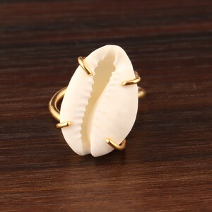 Cowrie Shell Ring, Cowry Shell Gold Plated Adjustable Rings, Shell ...