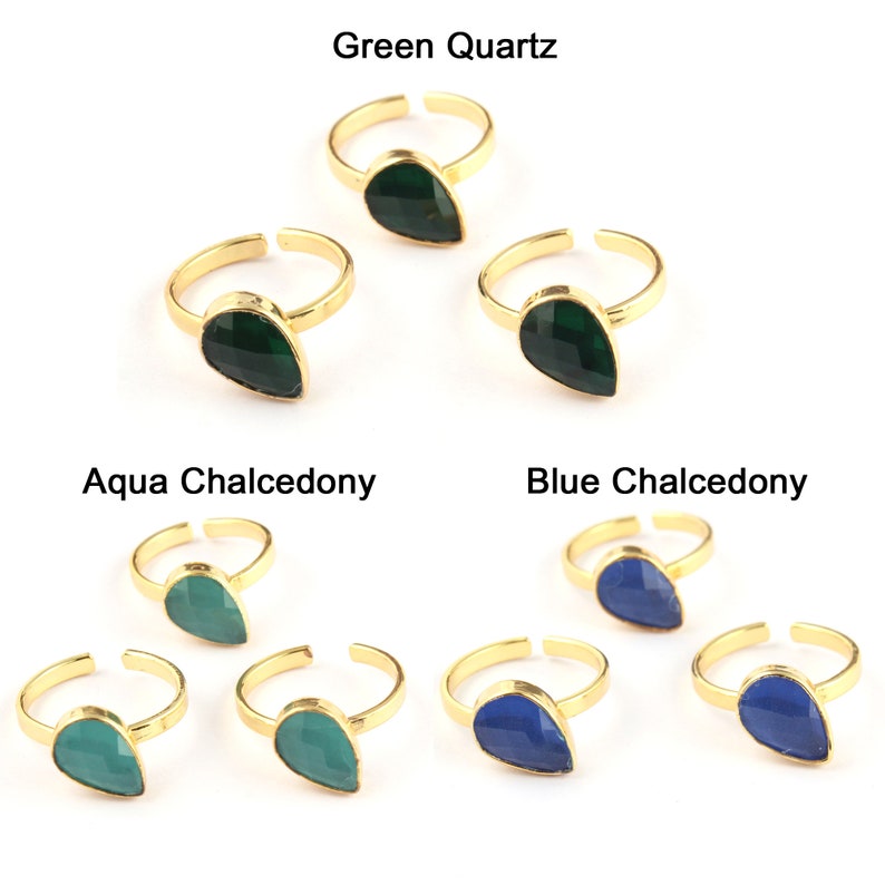 Gemstone Rings Pear Shape Ring 24k Gold Plated Adjustable - Etsy