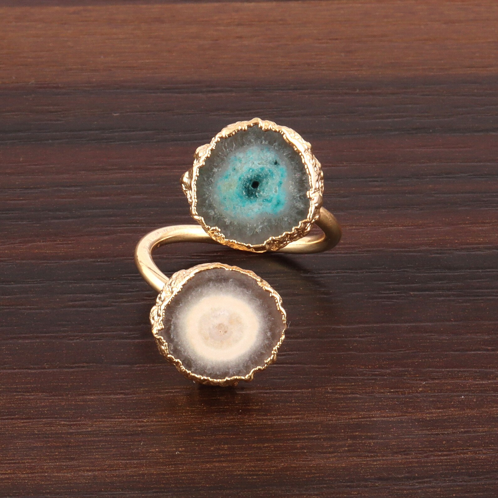 Solar Rings Natural Solar Quartz 24k Gold Plated Adjustable | Etsy