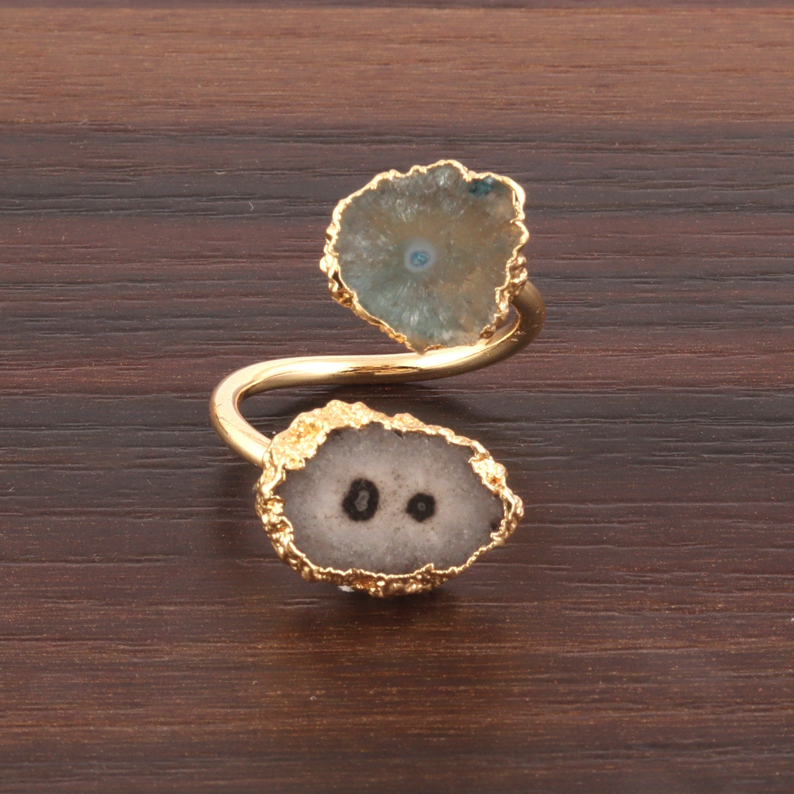 Solar Rings Natural Solar Quartz 24k Gold Plated Adjustable | Etsy