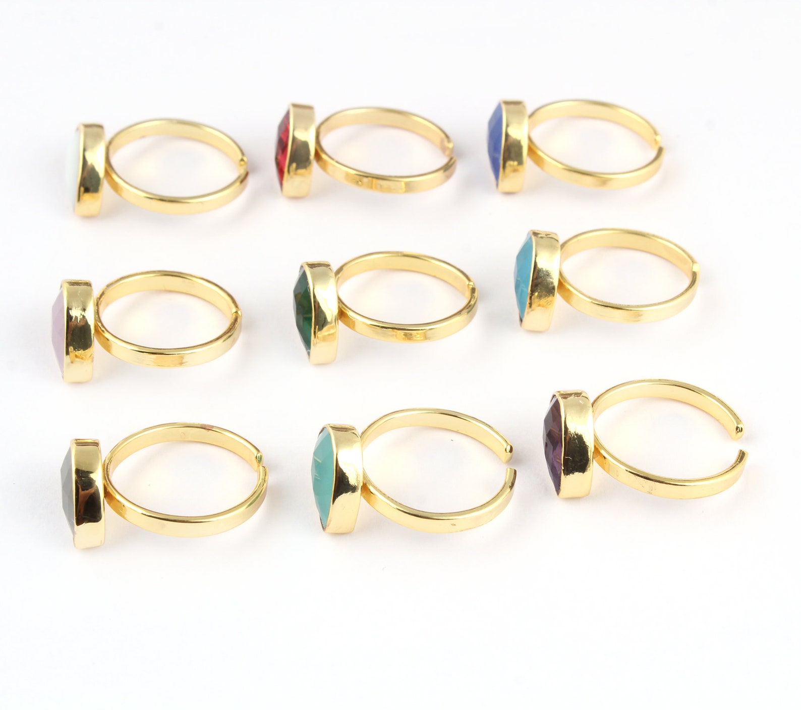 Gemstone Rings Pear Shape Ring 24k Gold Plated Adjustable - Etsy